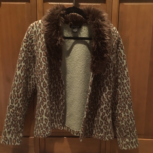 Thrifted | Jackets & Coats | Funky Thrifted Jacket Brown Faux Fur ...